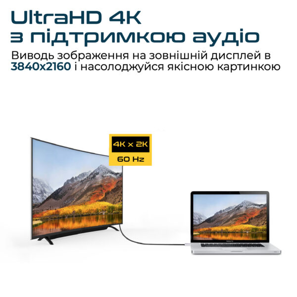 Кабель Promate HDMI-USB Type-C, v2.0, 1.8 m, Grey (hdlink-60h.grey ...
